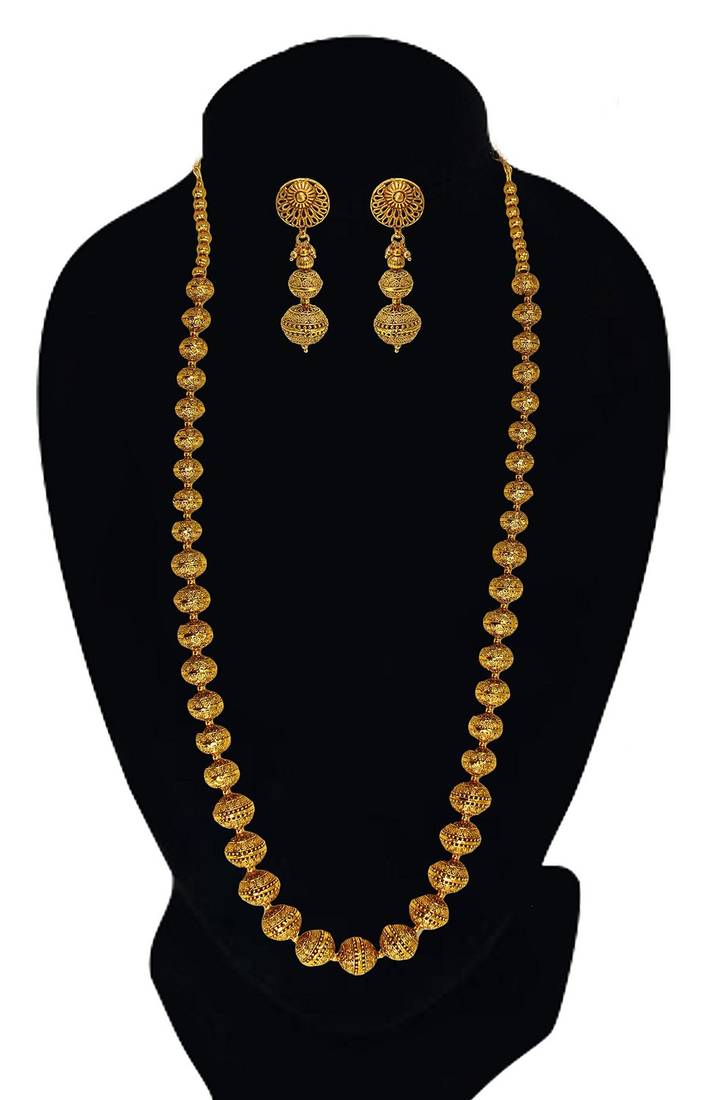 Buy Traditional & Beautiful Gold Plated kasu Long Mala with Golden Ball ...