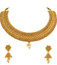 Buy Jalebi Shape Traditional Gold Plated Choker Style Necklace Set For ...